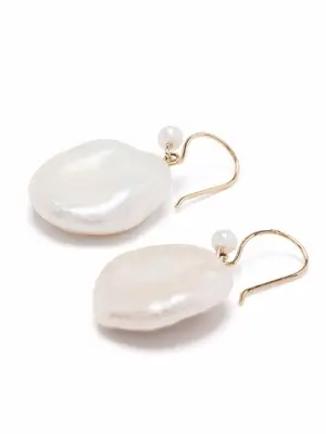 Mizuki 14kt Yellow Petal Pearl Drop Earrings