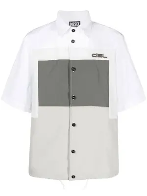DIESEL® Embroidered-logo Colour-block Shirt - White