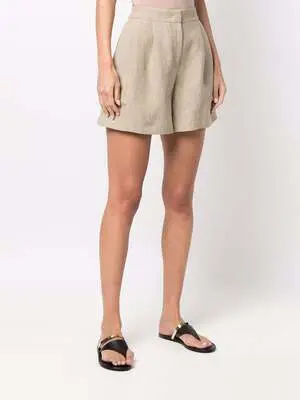 Alberta Ferretti High-waist Linen Shorts
