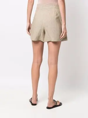 Alberta Ferretti High-waist Linen Shorts