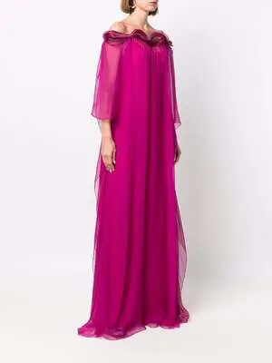 Alberta Ferretti Draped-sleeves Silk Gown