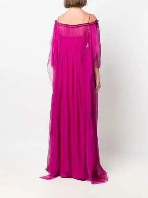 Alberta Ferretti Draped-sleeves Silk Gown