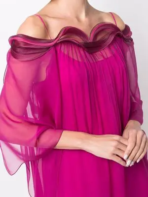 Alberta Ferretti Draped-sleeves Silk Gown