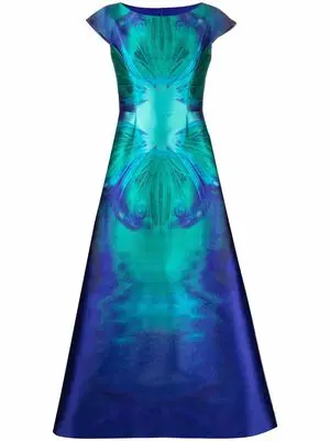 Alberta Ferretti Butterfly-print A-line Gown - Blue