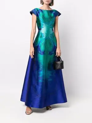 Alberta Ferretti Butterfly-print A-line Gown