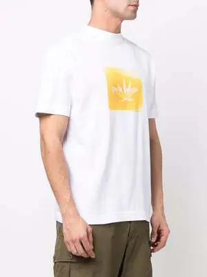 Palm Angels Leaf-print Crew Neck T-shirt - White