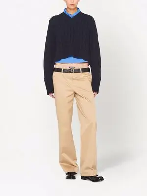 Miu Miu Cable Knit Cashmere V-neck Jumper