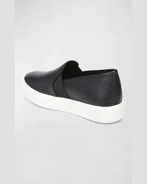 Vince Perforated Leather Slip-on Sneakers - Black