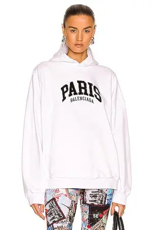 Balenciaga Wide Fit Hoodie In White
