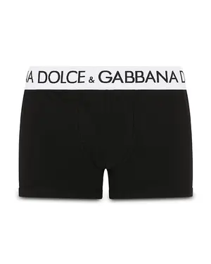 Dolce & Gabbana Cotton Blend Logo Waistband Boxer Briefs - Black