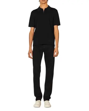 Sandro Knitted Polo Shirt With Zip Collar - Black