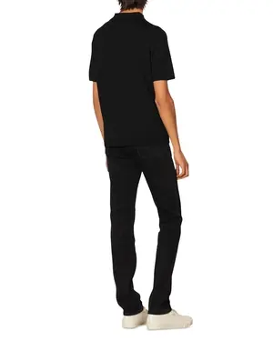Sandro Knitted Polo Shirt With Zip Collar - Black