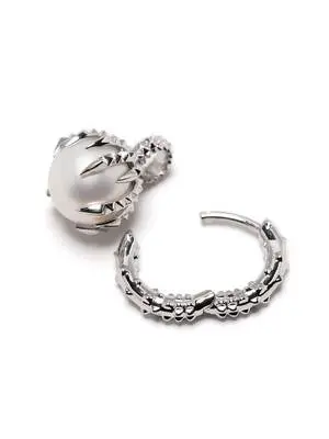 KASUN LONDON Dragon Pearl Drop Single Earring - Silver