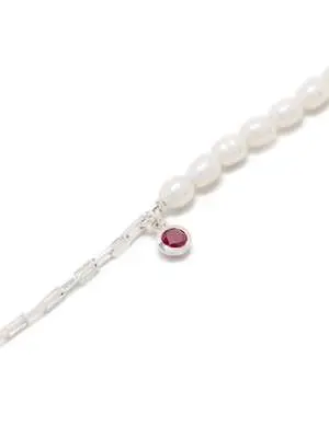 DOWER & HALL Luna Pearl Garnet Bracelet - Silver