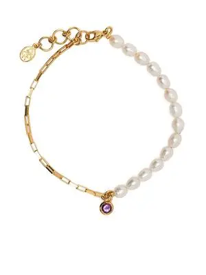 DOWER & HALL Luna Amethyst-drop Pearl Bracelet - Gold