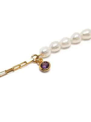 DOWER & HALL Luna Amethyst-drop Pearl Bracelet - Gold