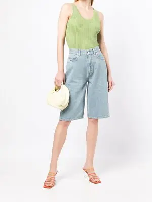 TU ES MON TRESOR High-rise Bermuda Denim Shorts