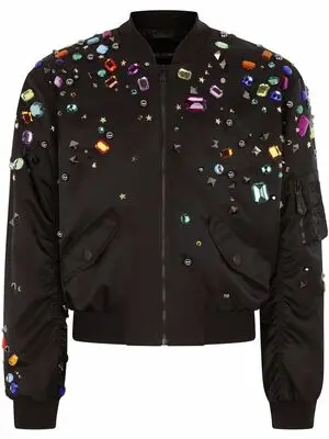 Dolce & Gabbana Embellished Bomber Jacket - Black