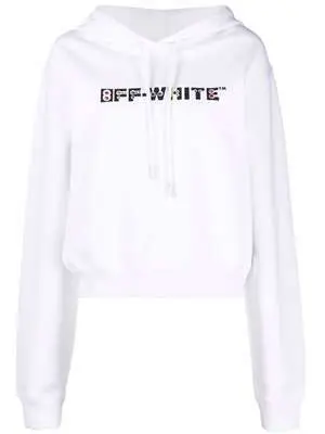 Off-white Embellished Sweatshirts Hoodies For Women