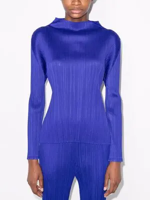 Issey Miyake Monthly Colors January Plissé-effect Top - Blue