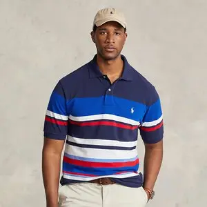 Ralph Lauren Striped Mesh Polo Shirt Pacific Royal Multi