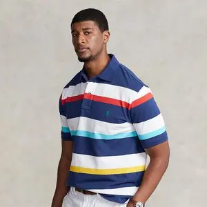 Ralph Lauren Striped Mesh Polo Shirt Vacation Blue Multi