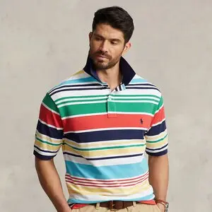 Ralph Lauren Striped Mesh Polo Shirt White Multi