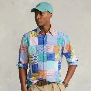 Ralph Lauren Classic Fit Patchwork Seersucker Shirt - Foulard Stripe Patchwork