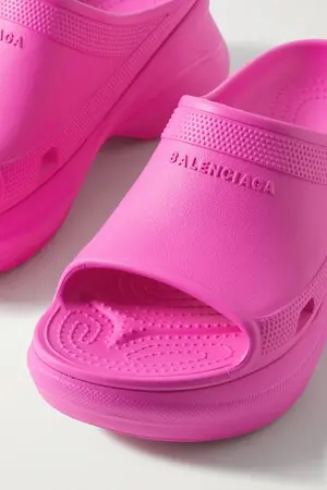 Balenciaga Crocs Pool Perforated Rubber Slides - Pink