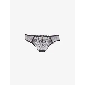 Chantelle Fleurs Tanga Embroidered Briefs - 011 Black