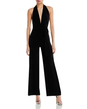 Norma Kamali Halter Wide Leg Jumpsuit - Black