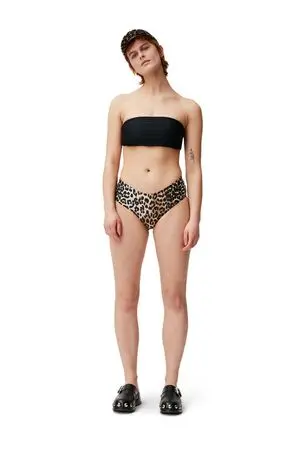 GANNI Mid-rise Bikini Bottom - Leopard