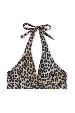 GANNI Halter Bikini Top - Leopard