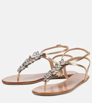 AQUAZZURA Papillon Leather Thong Sandals