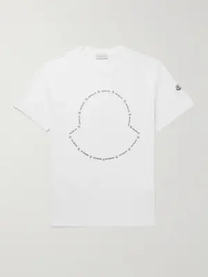 Moncler Logo-appliquéd Printed Cotton-jersey T-shirt - White