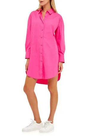 English Factory Classic Collared Shirtdress - Fuchsia
