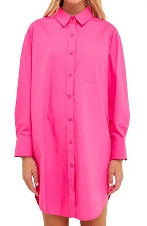 English Factory Classic Collared Shirtdress - Fuchsia
