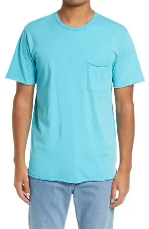 Rag & Bone Miles Organic Cotton Pocket T-shirt Bright Blue