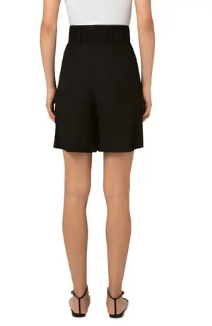 Akris High Waist Belted Pleated Shorts