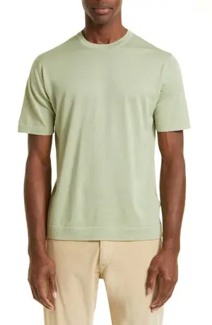 John Smedley Lorca Crewneck T-shirt Desert Green