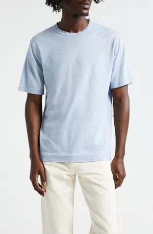 John Smedley Lorca Crewneck T-shirt Mirage Blue 432