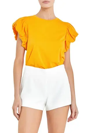 English Factory Puff Sleeve Crewneck Shirt - Orange