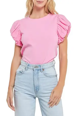 English Factory Puff Sleeve Crewneck Shirt - Pink