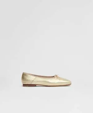 MANSUR GAVRIEL Square Toe Ballerina - Gold