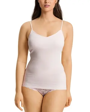 Hanro Cotton Seamless Padded Spaghetti Strap Cami - Honeydew