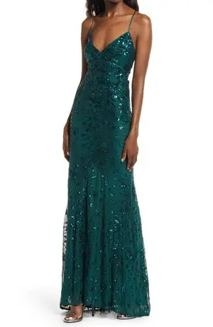 Lulus Sequin High-Low Maxi Dress In Forest Green - 50% Off | Editorialist
