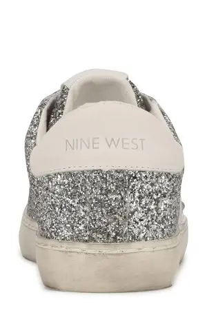 Nine West Sneaks Studded Sneakers - Silver Glitter/white