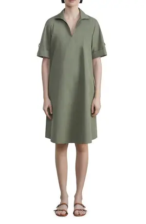 Lafayette 148 New York Maggie Cotton Shift Dress - Deep Basil
