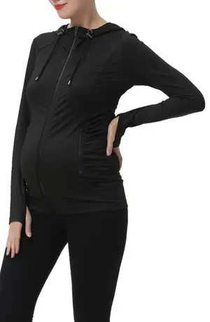 KIMI + KAI Momo Ruched Zip Maternity Hoodie