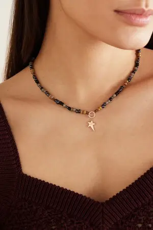 DIANE KORDAS 14-karat Rose Bead, And Diamond Necklace